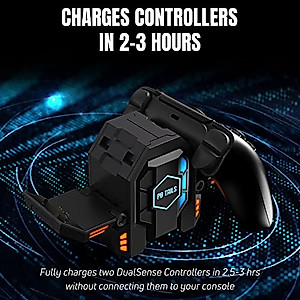 PB Tails Metal LED PS5 Charging Dock - Compact PlayStation Controller Charger for Sony PS5 Controller, 2H Fast Dual Charging PS5 Docking Station Hides Messy Cables - Premium Black PS5 Controller Dock