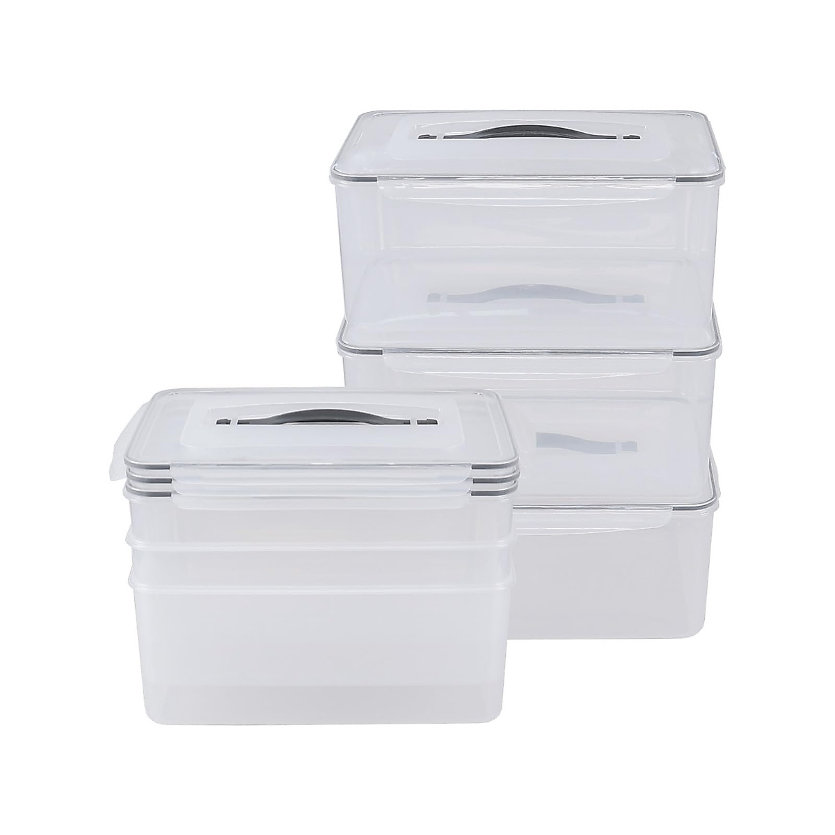 Ortodayes 15 Liter Clear Plastic Airtight Food Containers with Lid, 6 Pack Latching Storage Container Box