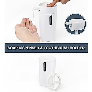 Bathroom Accessory Set, White 5 Piece Bathroom Accessories Set, Bath Sink Organizers Toothbrush Holder, Tumbler, Soap Dispenser, Soap Dish, Toilet Bowl Brush And Holder, Modern Bath Room Sets Gift Box