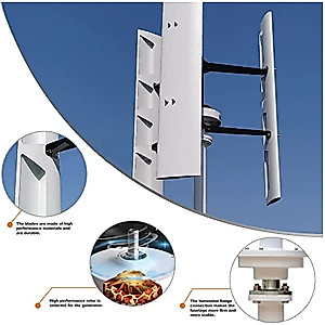 800W 48V Wind Turbine Generator VAWT 3 Blades Vertical Axis Wind Turbine Kit 2m/s Low Wind Speed Starting Wind Power Generator with MPPT Charge Controller for Off Grid System to Charge Battery