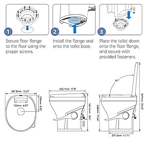 SEAFLO Residential Height Camper/RV Toilet, 18.5” Standard Height, Gravity Flush System, Foot Pedal Operation, Soft Close Seat, Easy-to-Clean Oversized Bowl, 4-Year Warranty