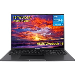 ASUS 2023 Newest Vivobook 16 Laptop, 16” WUXGA (1920x1200) 16:10 Laptop, Intel Core i5-1235U CPU, 16GB RAM, 512GB SSD, Intel UHD Graphics, Wi-Fi, Business & Student, Windows 11 Home, Indie Black