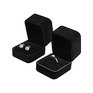 Zhanmai 12 Pieces Velvet Ring Earring Box Gift Jewelry Case Gift Boxes for Wedding, Engagement, Birthday and Anniversary 2.12 x 1.77 x 2 Inch (Black)