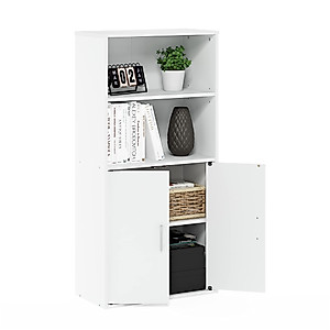 Furinno Pasir 4-Tier Storage Bookcase, Bookshelf, Multipurpose Shelf, White