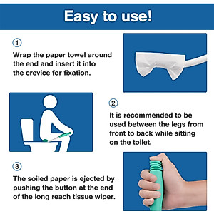 3 Pcs Toilet Aid Set for Wiping Include Long Handle Butt Wiper Shower Brush Portable Bidet Comfort Self Wipe Bathroom Tool for People Overweight, Elderly and Disabled, Pregnant