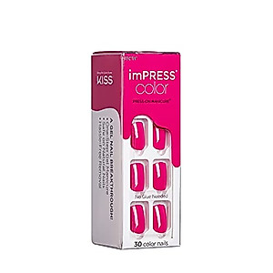 KISS imPRESS Color Press-On Nails Polish-Free Manicure Set, ‘Orchid Festival’, 30 Chip-Proof, Smudge-Proof Fake Nails
