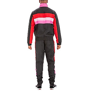 WEIV GEAR Men’s Tracksuit Set – 2 Piece Outfit Casual Active Full Zip Up Windbreaker Jacket and Drawstring Joggers Sweatpants SET509/709 RED L