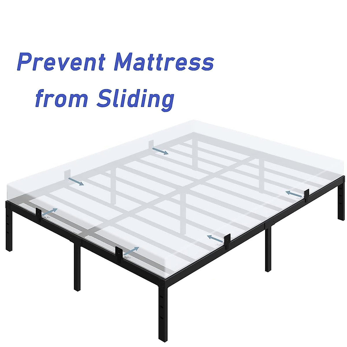 Hunlostten 6 Pcs Mattress Slide Stopper for Queen Bed Frame, Non Slip Mattress Gripper, Mattress Stoppers to Prevent Sliding, Easy Installation, Wide Adaptation Range, Black