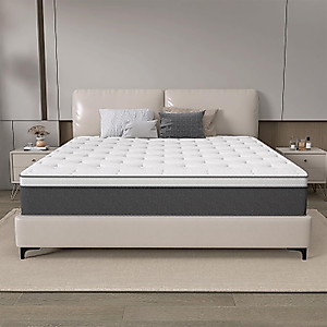 Hohamn King Mattress,12 inch Mattresses with Gel Memory Foam Hybrid Mattress in a Box, Individual Pocket Springs, Supportive & Pressure Relief, Good Springback, Breathable King Size Mattress