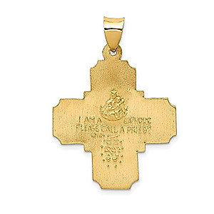 IceCarats 14K Yellow Gold Four Way Holy Cross Religious Medal Necklace Christian Pendant Scapular Charm 34mm x 24.5mm Only