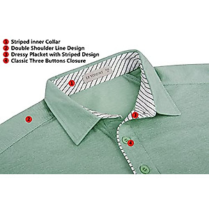 LE VONFORT Mens Quick Dry Performance Golf Polo Shirts Short Sleeve Summer Casual Athletic Collared Shirt Light Green X-Large