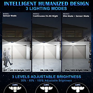 VENSSTNOR Solar Motion Sensor Flood Lights Outdoor - 496LEDs 3500LM 3 Lighting Modes 3 Levels Brightness, 6 Heads 360° Illumination, IP65 Solar Security Lights,for Porch Yard Patio Garage(2 Packs)