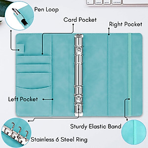 LINTRU Budget Binder with Zipper Envelopes, Money Organizer for Cash, A6 Binder with 10pcs Cash Envelopes for Budgeting, 12pcs Budget Sheets and 36pcs Stickers for Savings Binder (Ice Green)