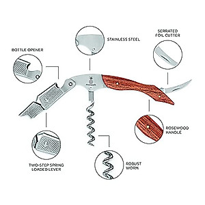 PINEAPPLE Professional Corkscrew Wine Bottle Opener with Foil Cutter Wine Key for Waiters, Servers, Bartenders, Sommeliers, Wine Lovers (Rosewood)