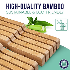 PHAMOUS STORAGE Knife Drawer Organizer - Kitchen Organizer - Knife Block Without Knives - Knife Storage for 10 Knives & Sharpener - High Holding Capacity