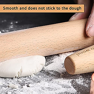 Muso Wood Wooden French Rolling Pin for Baking, Beech Wood Tapered Rolling Pin for Fondant Pie Crust Cookie Pastry(French 15.75-Inch)