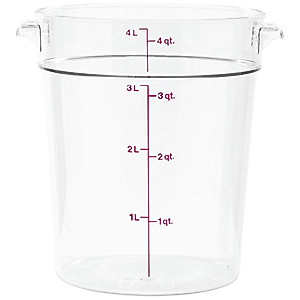 Cambro Camwear 4 qt Round Clear Plastic Food Storage Container - 8 3/16" Dia x 8 9/16" D