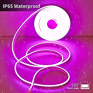 AOSUI LED Neon Rope Light 12v Pink Neon Light 12v Outdoor Strip Lights Waterproof 16.4ft led Flexible Light Strip Bendable led Light Strip Cuttable Desk Light Strip(Power Adapter Not Included)