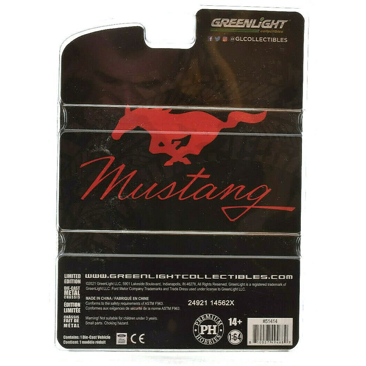 Greenlight x Premium Hobbies Highland Green 1968 Ford Mustang GT 1:64 Scale Diecast Car 51414