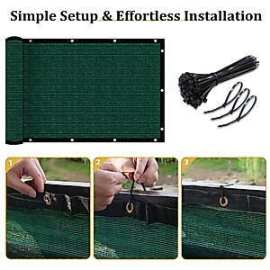 Shade&Beyond 5' X 25' Fence Privacy Screen Heavy Duty 170 GSM Fencing Mesh Shade Net Cover for Wall Garden Yard Backyard Indoor Outdoor Decoration, Green