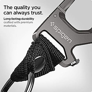 Spigen Carabiner Key Ring Clip, Car Keychain Clip, Bottle Opener Key Chain Ring for Men and Women - Gunmetal