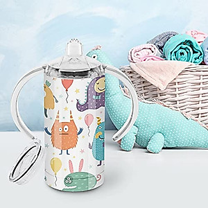 ZONEGRACE 4 Pack 12 OZ Sublimation White Blank Straight Sippy Cup,Insulated Stainless Steel Tumblers with Screw-ON LIDS