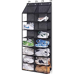 MISSLO Over the Door Shoe Rack for Door fit 14 Pairs Dustproof Over the Door Shoe Organizer Hanging for Closet Storage