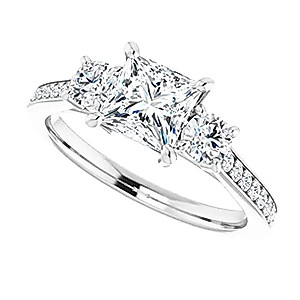 JEWELERYIUM 1 CT Princess Cut Colorless Moissanite Engagement Ring, Wedding/Bridal Ring Set, Solitaire Halo Style, Solid Sterling Silver Vintage Antique Anniversary Promise Ring for Gift (4.5)