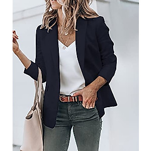 Cicy Bell Womens Casual Blazers Open Front Long Sleeve Work Office Jackets Blazer(Navy,Small)