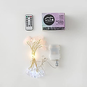 MIYA LIFE Natural Rose Crystal AMD Transparent Quartz Battery Powered Decorative String Lights 6.5FT 40 LEDs with Remote/Timer for Anniversary, Bedroom, Patio, Garden, Gate, Yard, Parties, Wedding