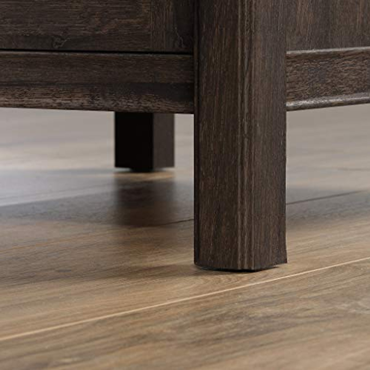 Sauder Costa L-Desk, L: 65.12" x W: 65.12" x H: 30.0", Coffee Oak Finish