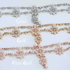 Unsutuo Hair Jewelry Head Chain Wedding Bohemian Floral Headband Elastic for Women and Girls… (Gold)