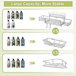 ETECHMART Shower Caddy Organizer, Expandable and Adhesive Bathroom Shower Shelf, SUS304 Rustproof Storage No Drilling Wall Shower Rack,2 Pack/Silver