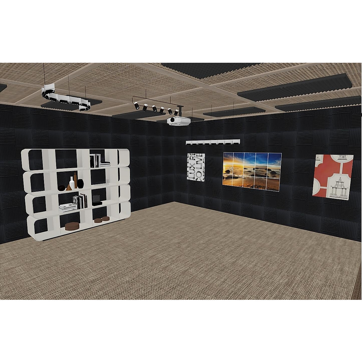 48 Pack Acoustic Foam Panel Wedge Studio Soundproofing Wall Tiles 12" X 12" X 1"