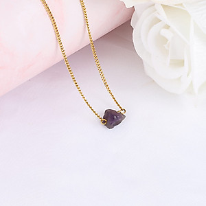 CARITATE Raw Amethyst Necklace Purple Necklace for Women as Spiritual Gifts - February Birthstone Natural Crystal Necklace as Healing Gifts for Women - Real Crystal Gemstone Jewelry Necklace