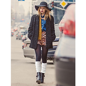 SATINIOR 3 Pairs Women Knit Leg Warmers Knee Ballet Thigh High Leg Warmers Socks (Black, White, Pink)