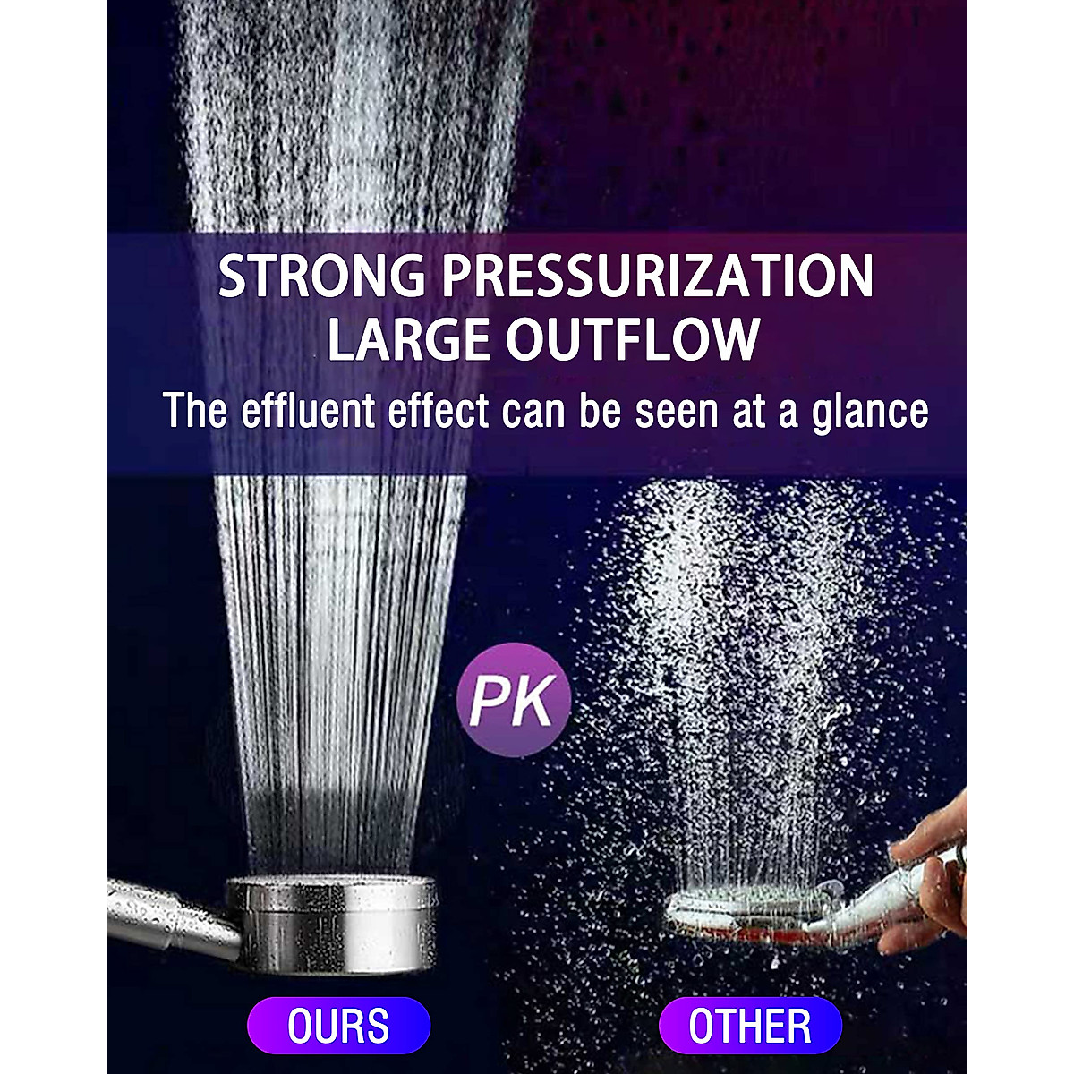 High-pressure shower head with handheld, 304 stainless steel shower head with 78" long hose and extra wall bracket，all metal small hand held detachable bathroom shower heads (silver white)