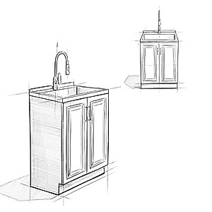 SIMPLIHOME Darwin Contemporary 28 Inch Deluxe Laundry Cabinet with Pull-out Faucet and Stainless Steel Sink in White, For the Laundry Room and Utility Room