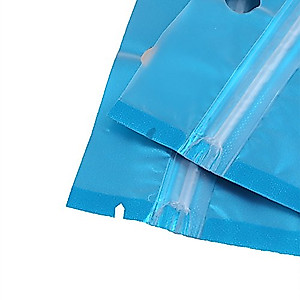 100PCS Matte Clear/Blue/Silver Metallic Mylar Foil Flat Ziplock Bags 9.5x17cm (3.7x6.7")