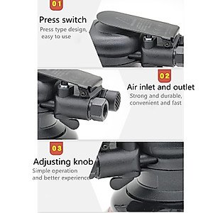 Professional Heavy Duty 5" Dual Action Random Orbit Air Sander, Orbital Pneumatic Palm Sander -Composite Design, Low Vibration