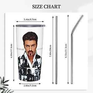 DFAGGQL George Music Michael Stainless Steel Insulated Tumbler Coffee Mug Water Cup Vacuum Bottle with Straw and Lid 20 oz
