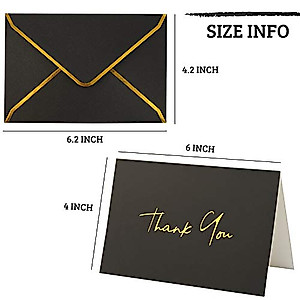 Heavy Duty Thank You Cards with Envelopes - 36 PK - Gold Thank You Notes 4x6 Inches Baby Shower Thank You Cards Wedding Thank You Cards Small Business Graduation Funeral Bridal Shower (Night Black)