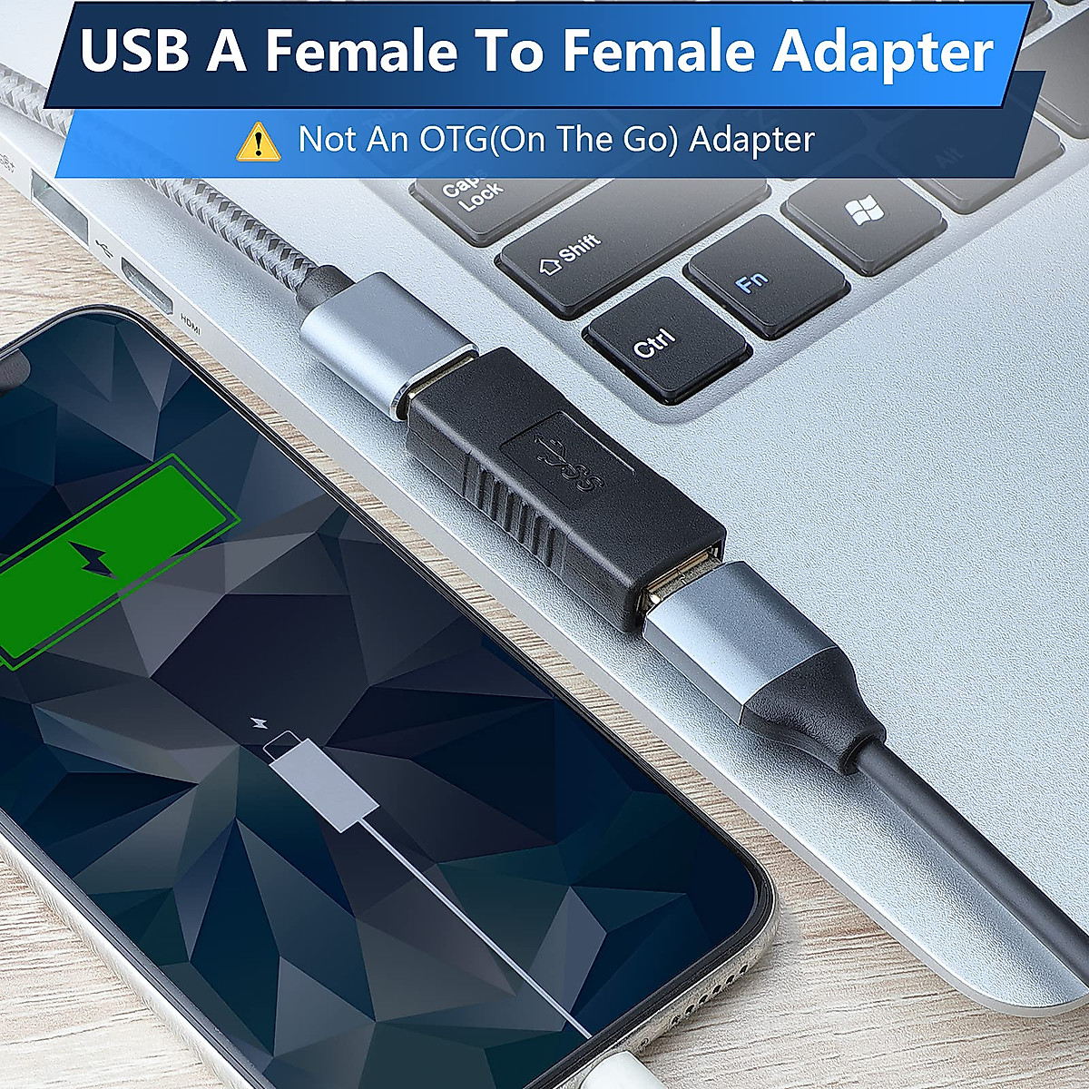 SAISN USB 3.0 Connector Female to Female Adapter USB 3.0 Coupler Adapter Converter Bridge Extension Coupler (Pack of 3, Black)