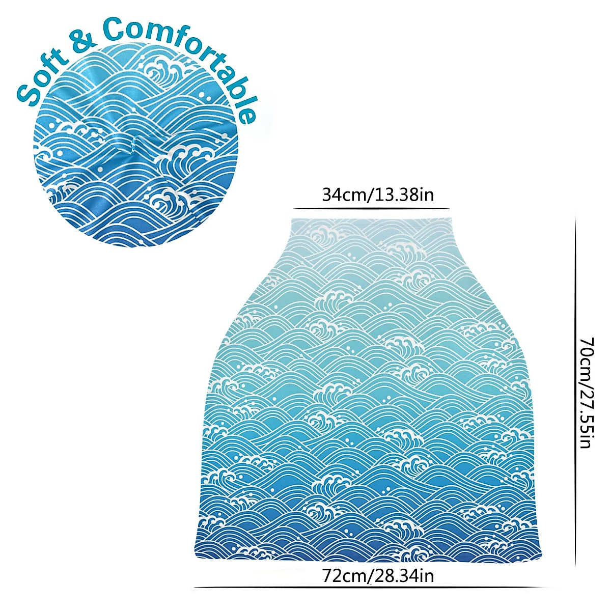 Nursing Cover Breastfeeding Scarf Ocean Wave - Baby Car Seat Covers, Infant Stroller Cover, Carseat Canopy(913h)
