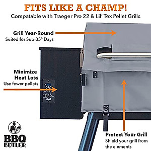 BBQ Butler Smoker Insulation Blanket for Traeger Pro 575, Traeger Pro 22 Series and Lil' Tex Elite - Thermal Insulated Blanket - Pellet Smoker Accessories - Keep Grilling During Winter