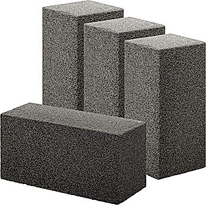 Non Toxic, Restaurant Grade Grill Cleaning Brick 4 Pk. Reusable, Non Scratch Pumice Stone Bricks for Smoker, Flat Top Grill, BBQ Grate, Flattop and Cast Iron. Best 4x4x8" Griddle Cleaner Tool Block.