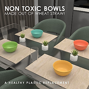 DINETHICS 60-OZ 6 Big Bowl Set - Unbreakable Microwave Safe Bowls - Large Salad Bowls Large Serving Bowls For Kitchen - Large Cereal Bowls - Wheat Straw Bowls - Big Breakfast Bowl for Ramen,Soup,Snack