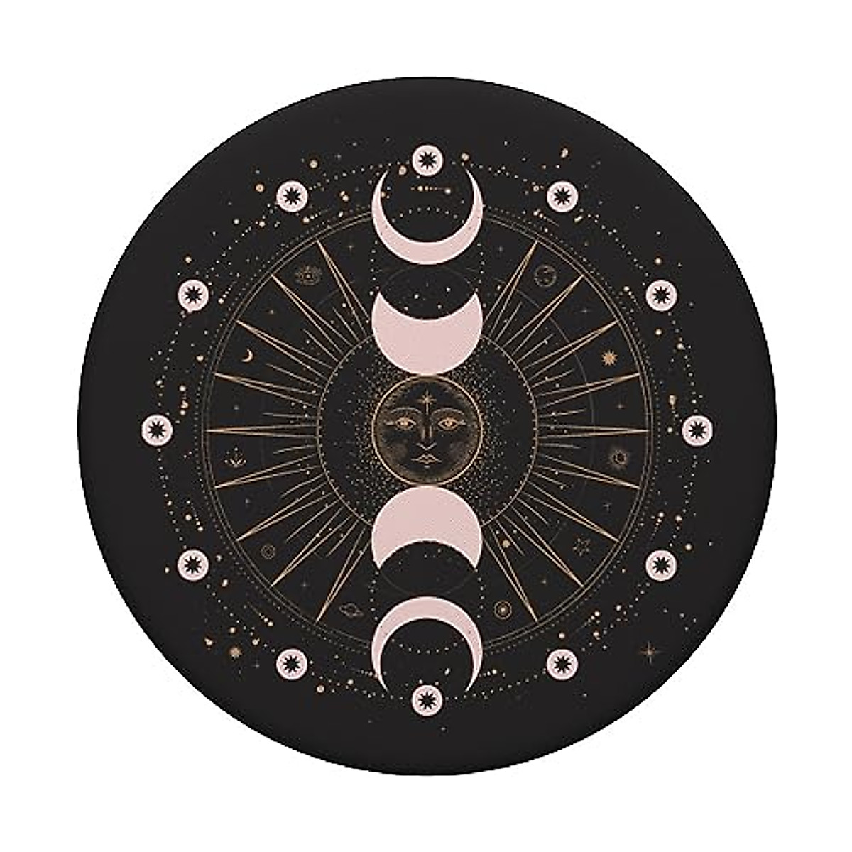 Moon Phases Astrology Space Stars Pattern Black PopSockets Standard PopGrip