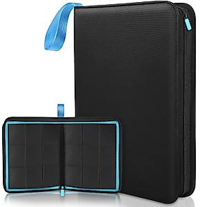 Taygeer Trading Card Binder, Protective Double Sided Pockets, 9 Pocket, Portable Waterproof, Black