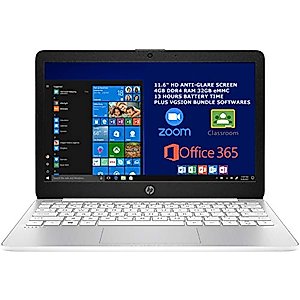 2022 HP Stream 11.6 inch Laptop Computer Intel Celeron N4020 upto 2.8 GHz, 4GB RAM, 32GB eMMC Storage, Windows 10 Home, 13Hr Battery Life, Office 365 1Year, (Diamond White) Plus Vgsion Bundle Software